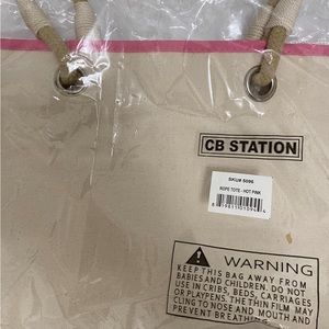 CB casual | Bags | New Cb Rope Tote Bag Pink And Cream Canvas | Poshmark